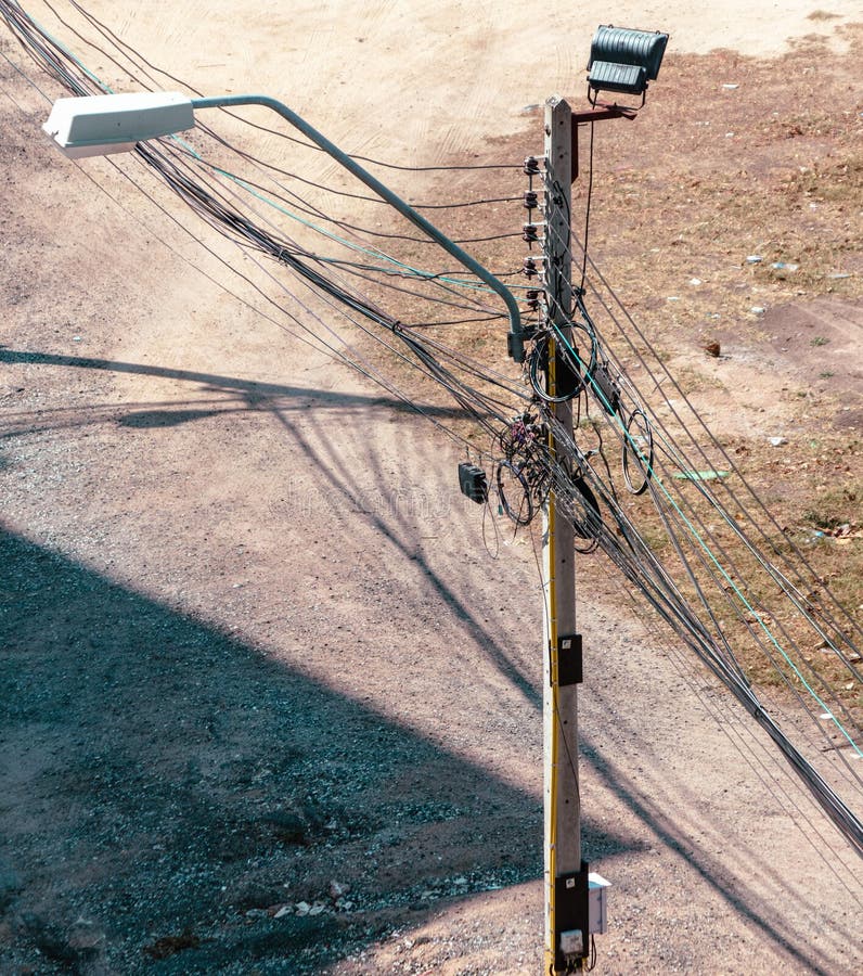 Electric Wires on Poles in the City Stock Image - Image of industrial ...