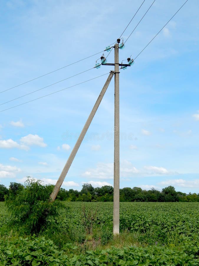 Electric Wires on a Support in a Blue Sky Stock Photo - Image of access ...