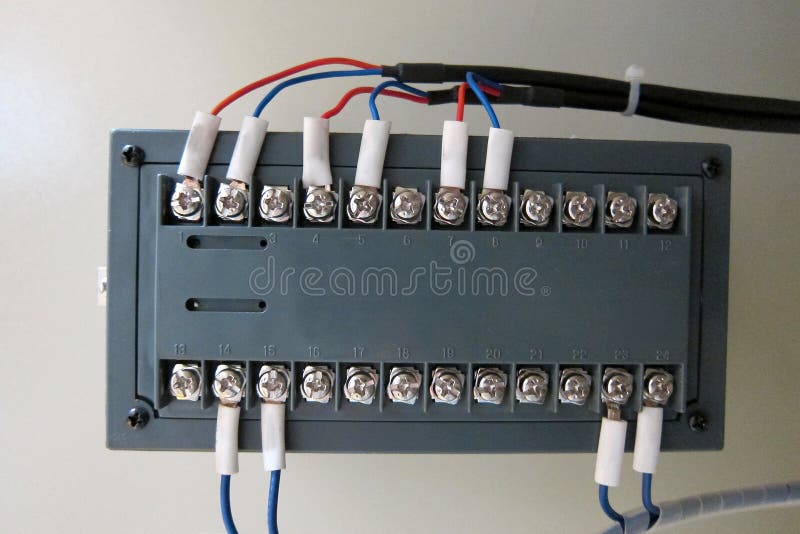 Electric Wires with Terminal Block Stock Image - Image of block, casing ...