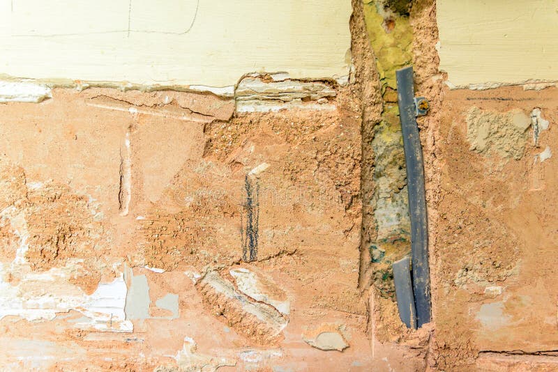 Electric Wires in a Wall during Renovation in England Uk Stock Image ...