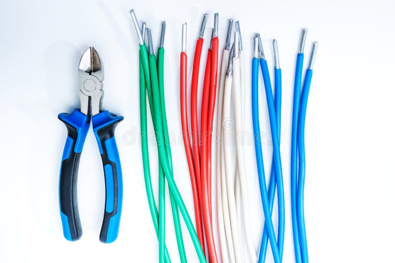 Electric Wires on a White Background Stock Photo - Image of closeup ...