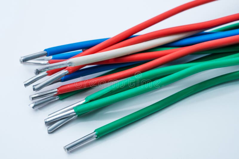 Electric Wires on a White Background Stock Photo - Image of closeup ...