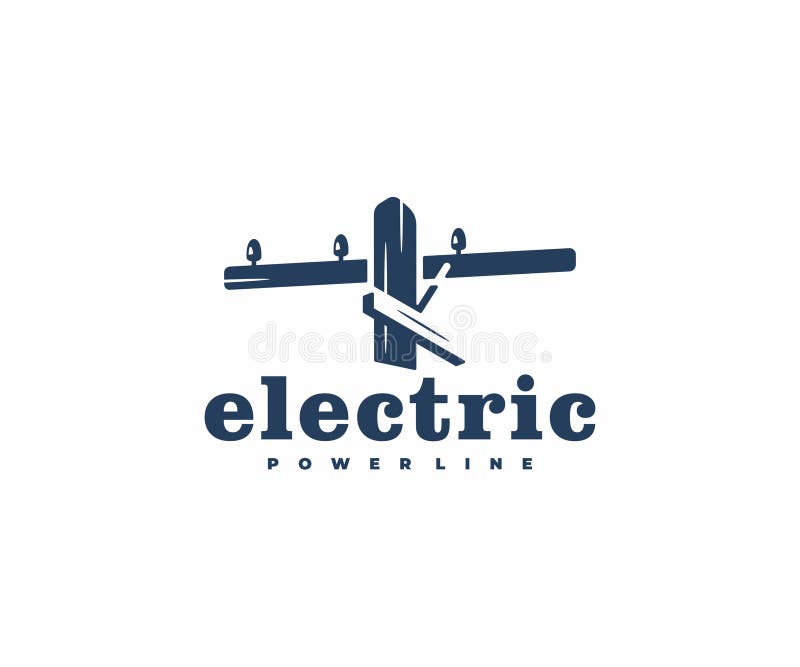 Electric Wooden Pole Logo Design. Power Line Vector Design Stock Vector ...
