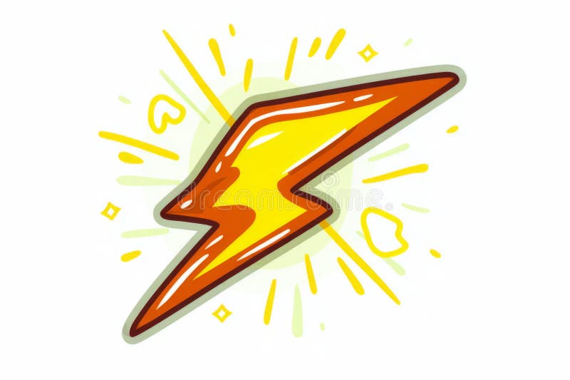 Electric Zap Icon with Rounded Cartoon Edges and Light Rays Spreading ...
