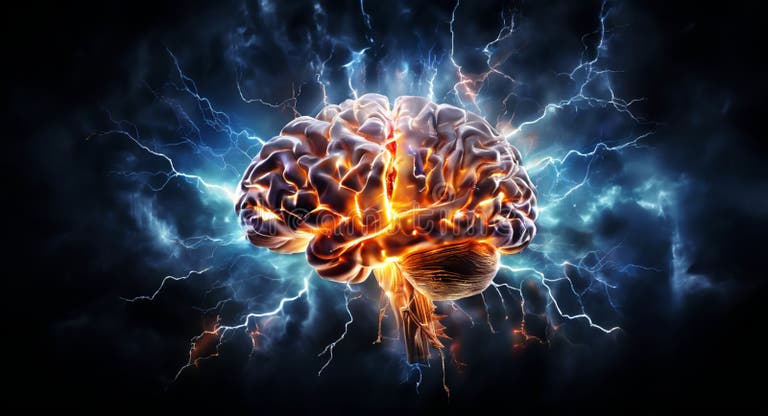 Electrical Activity of the Human Brain. Stock Illustration ...