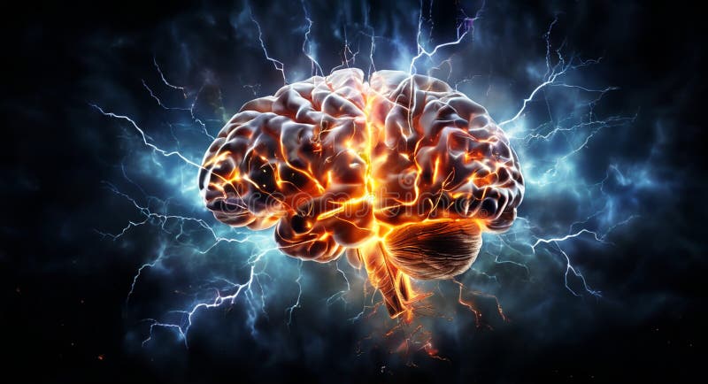 Electrical Activity of the Human Brain. Stock Illustration ...