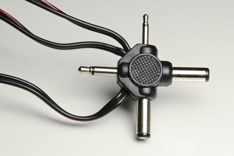 Electrical Adaptor with Jack Plugs Stock Image - Image of steel, chrome ...
