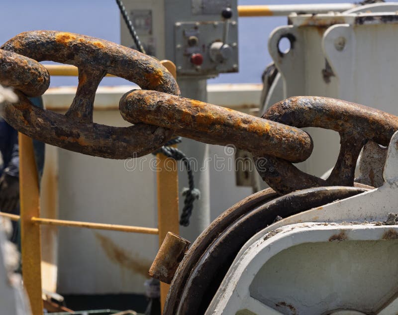 Electrical Anchor Lifting Device on Large Ship Stock Image - Image of ...