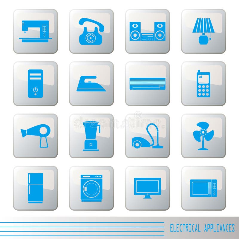 Electrical Appliances Icons Set Stock Vector - Illustration of machine ...