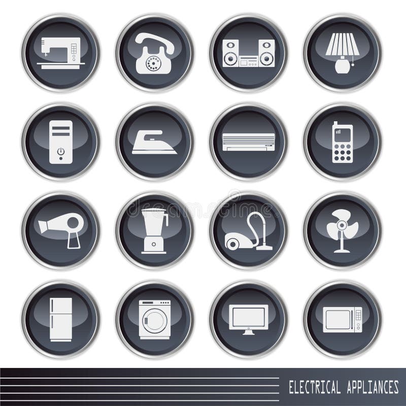 Electrical Appliances Icons Set Stock Vector - Illustration of machine ...