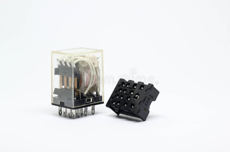 Electrical Relay on White Background. Stock Image - Image of black ...