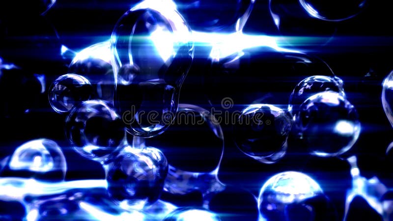 Electrical Blue Lighting Translucent Fluid Bulbs on Black - Abstract 3D ...