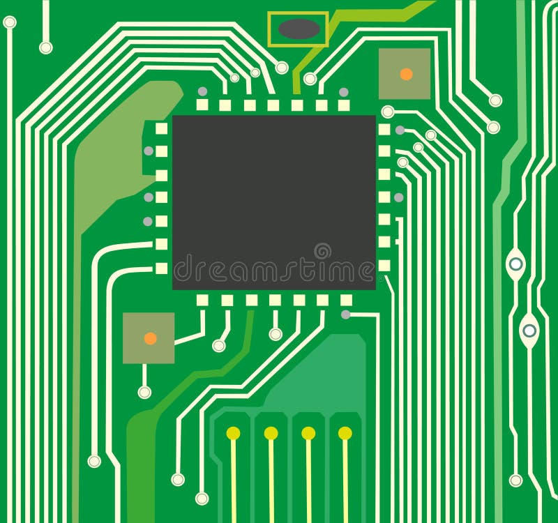 Electrical Board with a Computer Chip Stock Vector - Illustration of ...