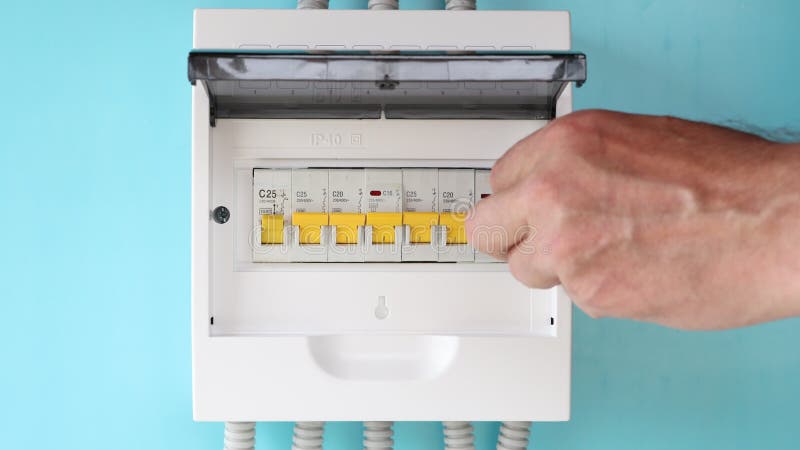 Electrical Work with Fuse Box Panel Service at Home. Stock Video ...