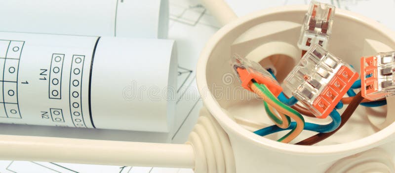 Electrical Box with Connections of Electric Copper Wires and ...