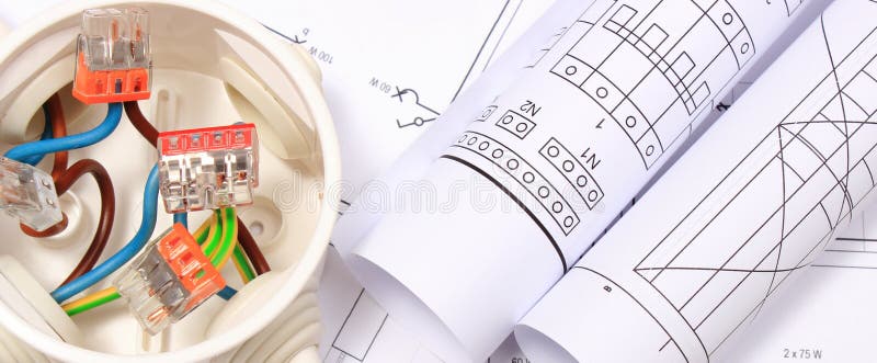 Electrical Box with Connections of Electric Copper Wires and Housing ...