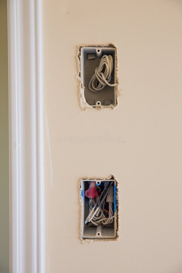 Electrical Box for Switch and Plug with Wires Stock Image - Image of ...