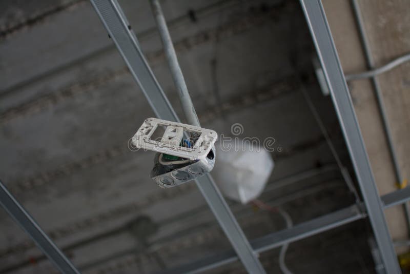 Electrical Box with Wiring in a New Home Under Construction Stock Photo ...