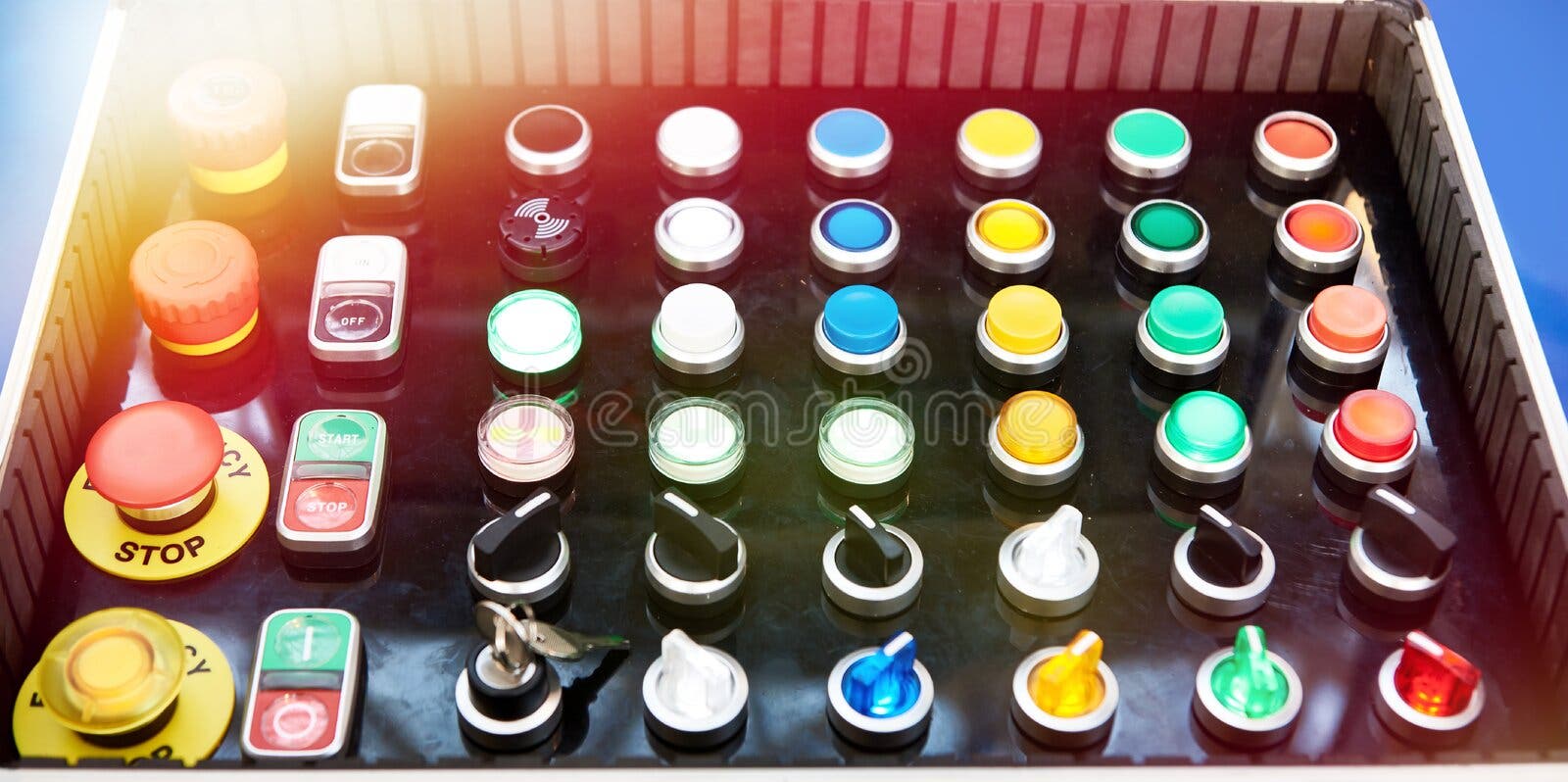 Buttons for Electrical Control Panel Stock Image - Image of light ...