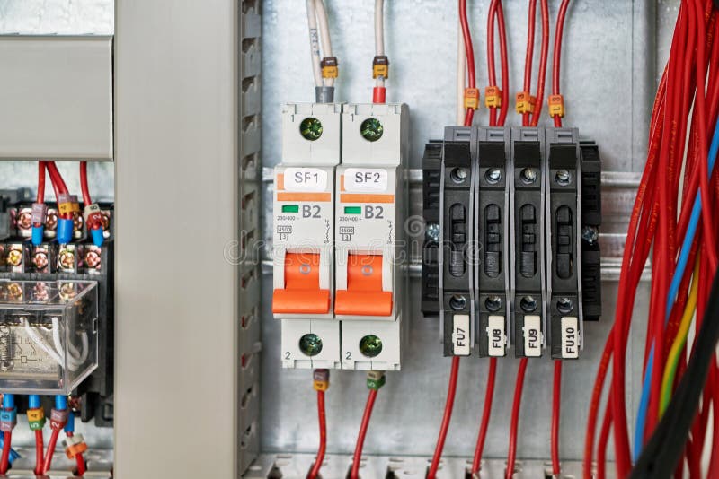 Modern Electrical Control Cabinet with Controller and Circuit Breakers ...