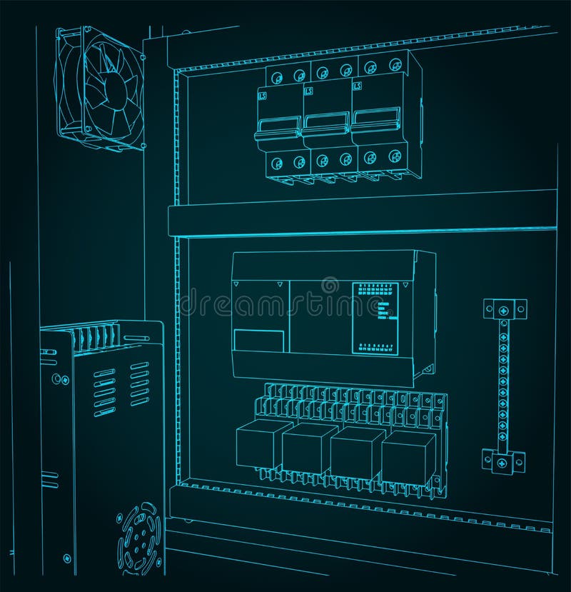 Electrical Cabinet Close Up Stock Vector - Illustration of drawings ...