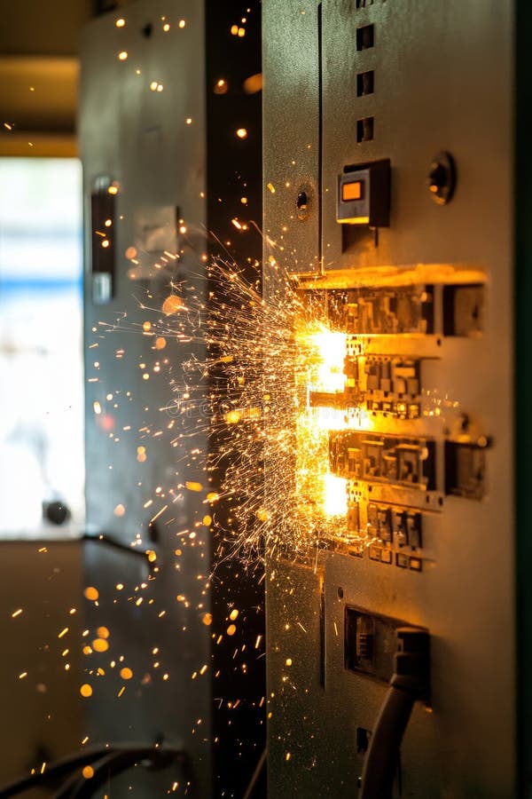 Electrical Cabinet Panel Exploding Creating Sparks and Fire in Server ...