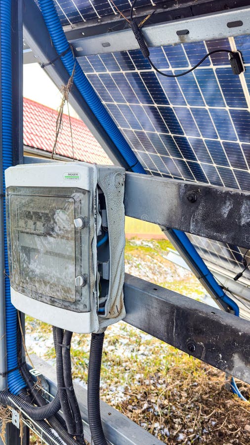 Burnt-out Electrical Cabinet on a Solar Panel Structure Stock Photo ...