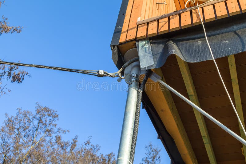 Electrical Cable Attachment To the Pole Stock Image - Image of ...