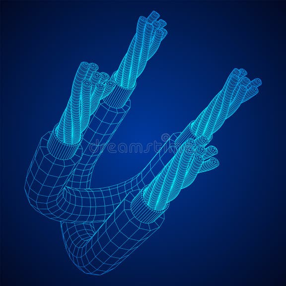 Electrical cable wireframe stock vector. Illustration of electrician ...