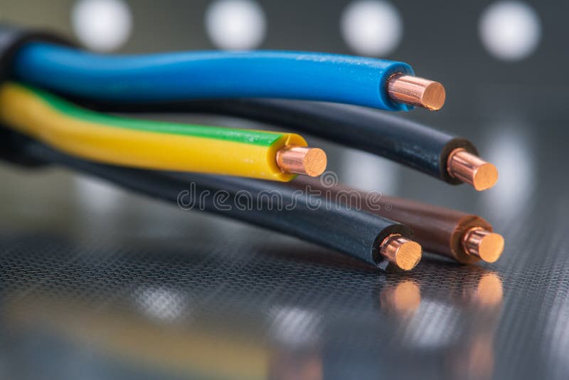 Electrical Cable Close-up Isolated on Metal Background Stock Photo ...