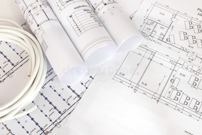 Electrical Cable on the Construction Drawings Stock Photo - Image of ...