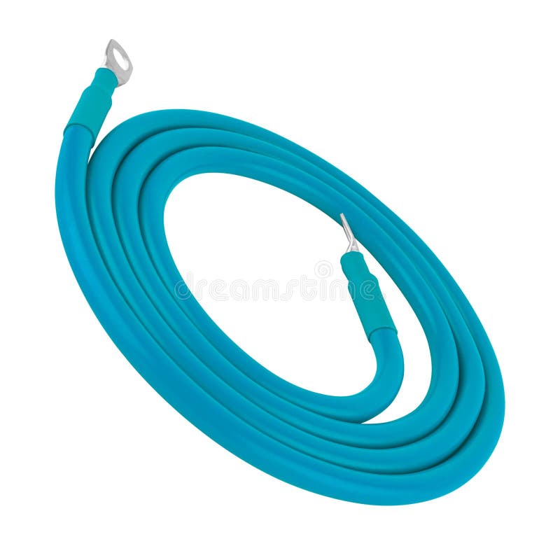 Electrical Cable with Metal Contacts Insulated on White Background ...