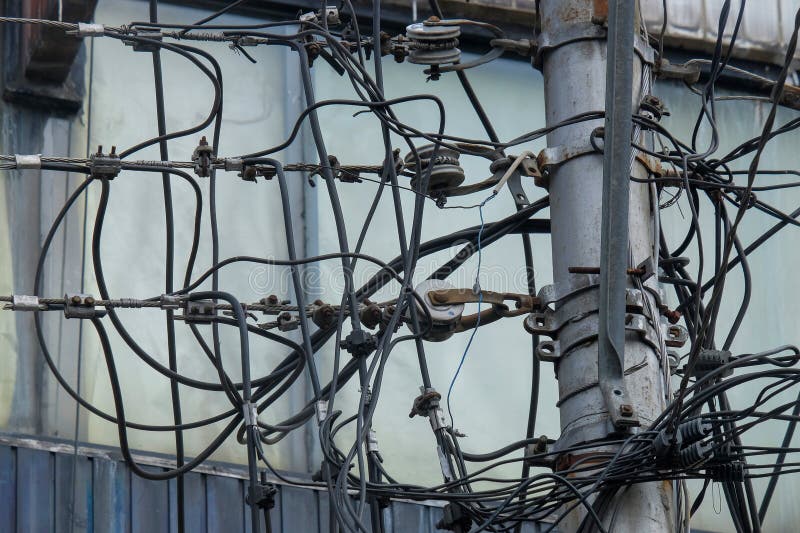 The Electrical Cable Network Looks Chaotic Stock Photo - Image of ...