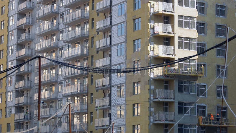 Electrical Cable and New High-rise Skyscraper Building. Stock Image ...