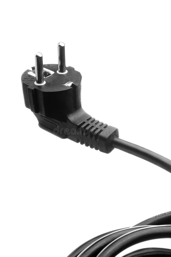 Electrical Cable with Plug on White Stock Image - Image of connection ...