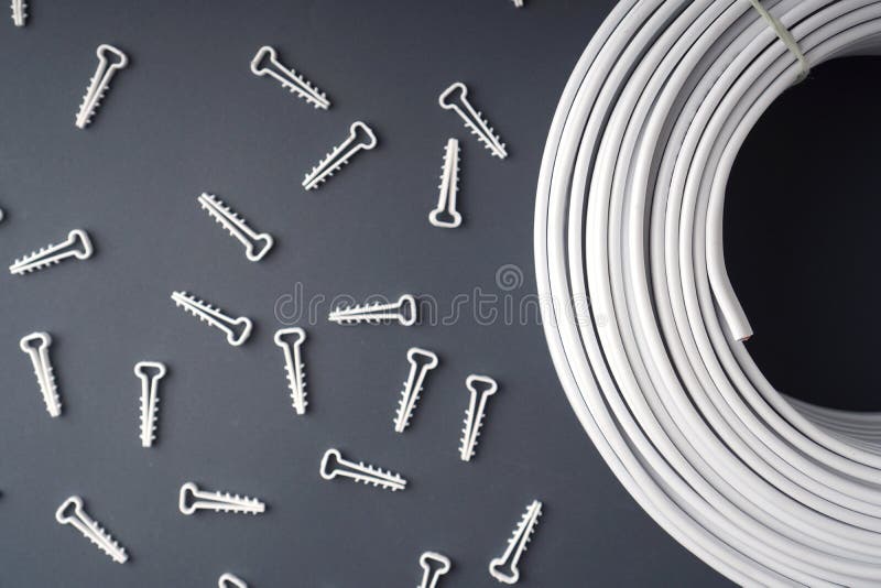 Electrical Cable Roll and Fasteners for Wire Stock Photo - Image of ...