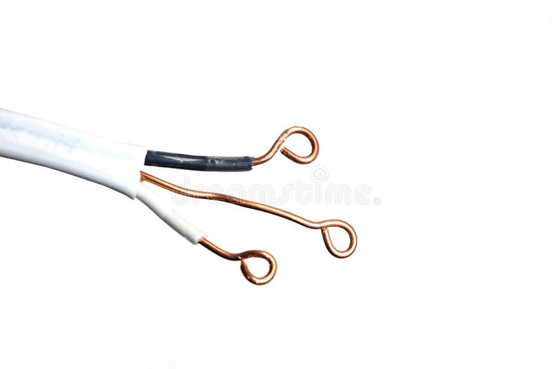 Electrical Cable with Three Wires Prepared for Connection Stock Photo ...