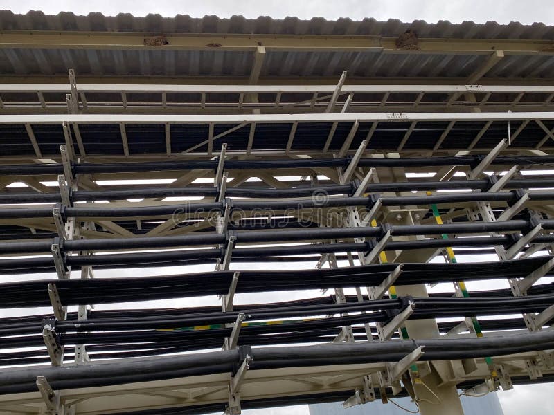 Electrical Cable Trays with Cables in an Industrial Site Stock Image ...