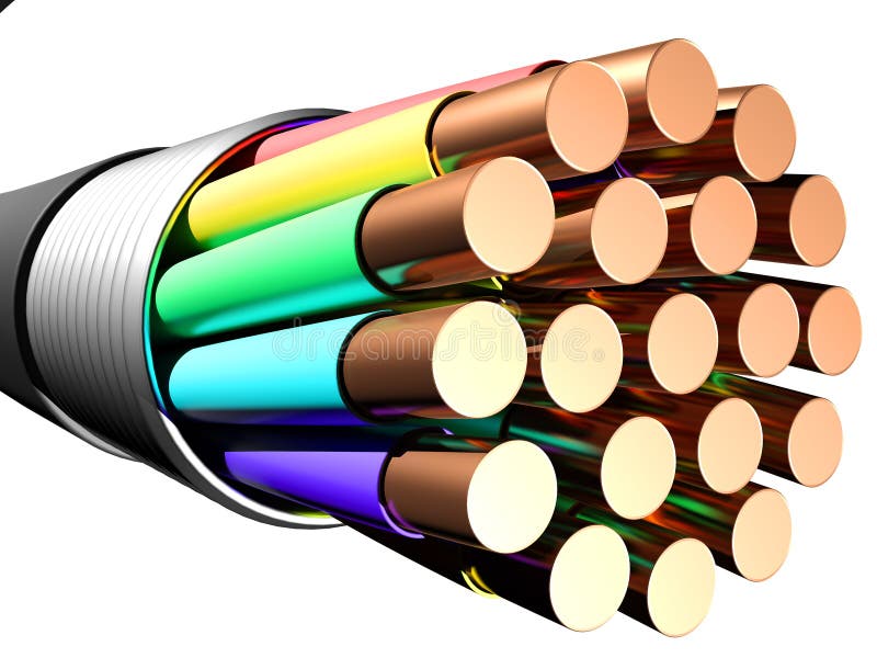 Electrical Cable on White Background. Close-up Stock Illustration ...