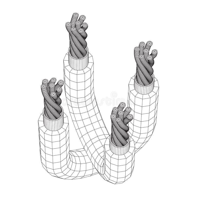 Electrical cable wireframe stock vector. Illustration of contractor ...