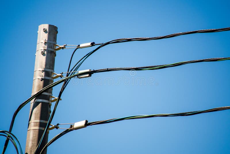 Electrical Cables Attached To the Post Stock Photo - Image of copper ...