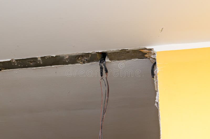 Electrical Cables in a Ceiling Stock Image - Image of installation ...