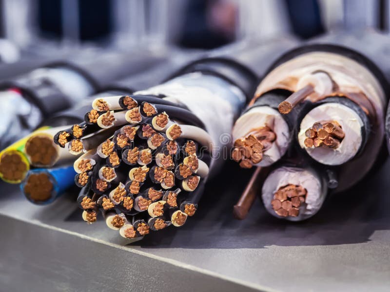 Electrical Cables Displayed for Inspection in an Industrial Setting ...