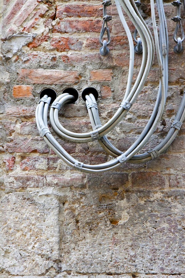 Electrical Cables Fixed on the Wall Stock Photo - Image of apartment ...