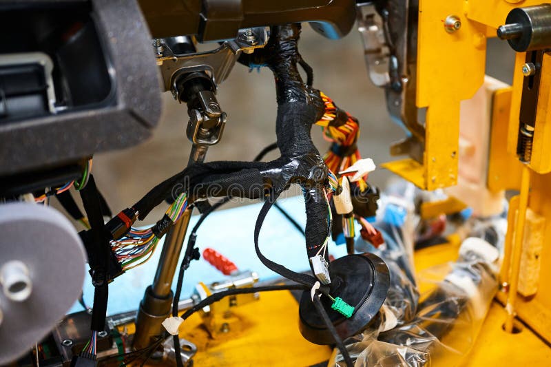 Electrical Cables with Plastic Insulation in Car Workshop Stock Photo ...