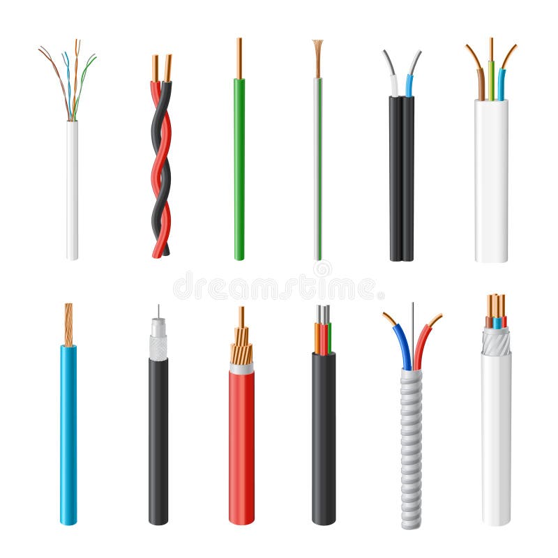 Electrical Cables Set, Electronic Industrial Wire Kit Stock Vector ...