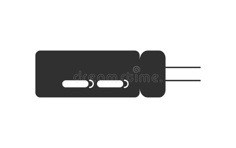Electrical Capasitor Vector Symbol on Black Background. Thru-hole ...