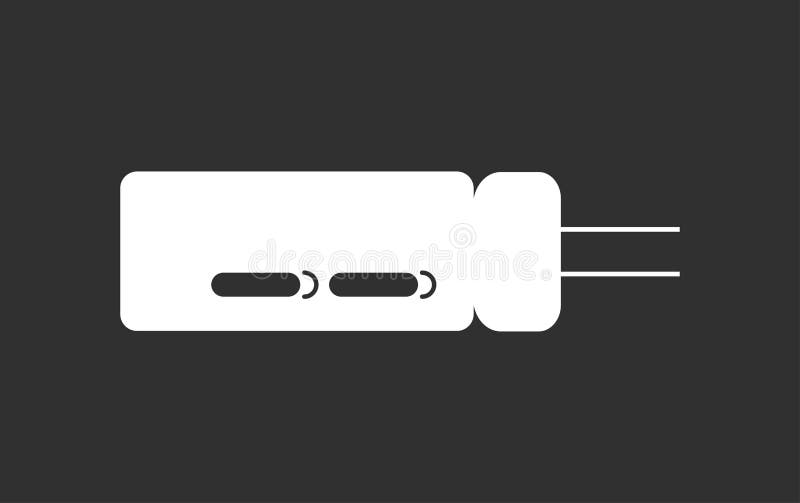 Electrical Capasitor Vector Symbol on Black Background. Thru-hole ...