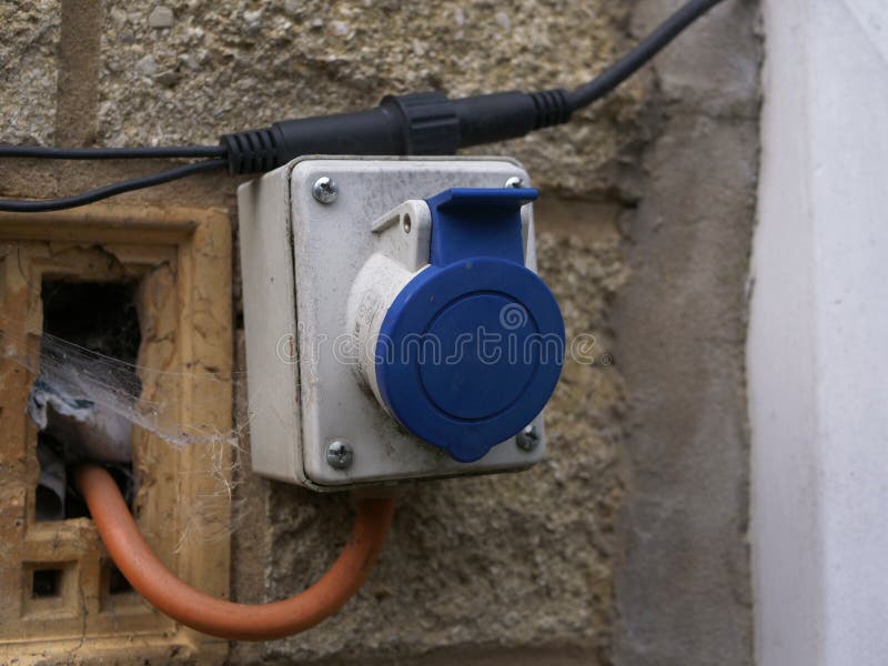 Electrical Charging Socket on Outside Wall of Home Stock Photo - Image ...