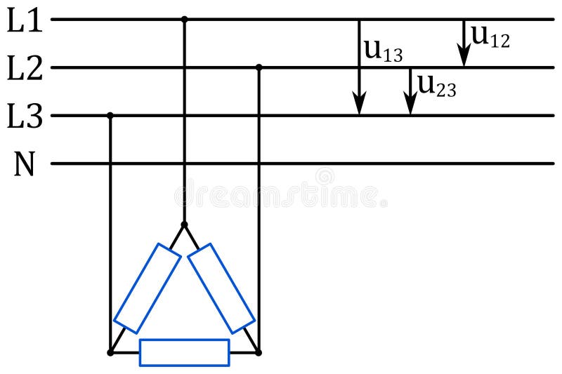 Electrical Circuit of Appliances Connected in a Triangle Stock ...